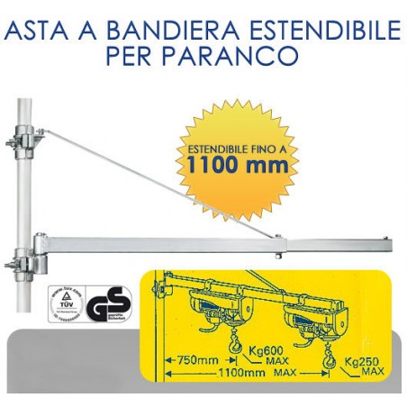 SUPPORTO BRACCIO ASTA A BANDIERA GIREVOLE PER PARANCO 110CM 250KG