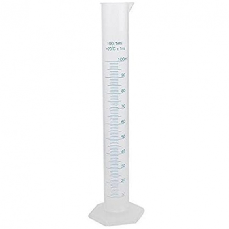 Cilindro graduato in plastica trasparente da 100 ml con beccuccio