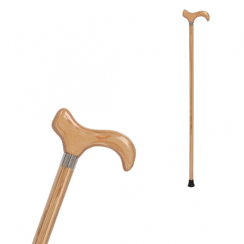 BASTONE LEGNO CON IMPUGNATURA ORIZZONATALE CHIARO